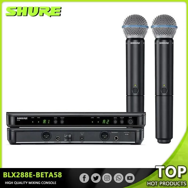 Shure Микрофон для живого вокала BLX288-BETA58, черный