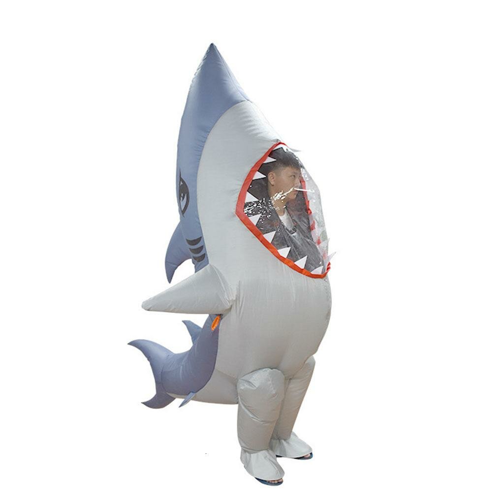 Детский костюм акулы надувной, Серый - L