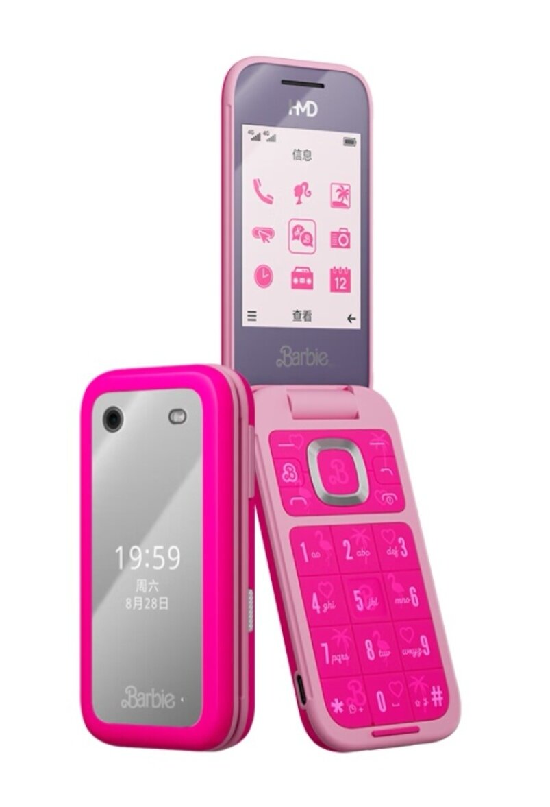 Телефон кнопочный 2660 Flip, раскладушка, 2 экрана, Bluetooth, IP54, розовый (Barbie)