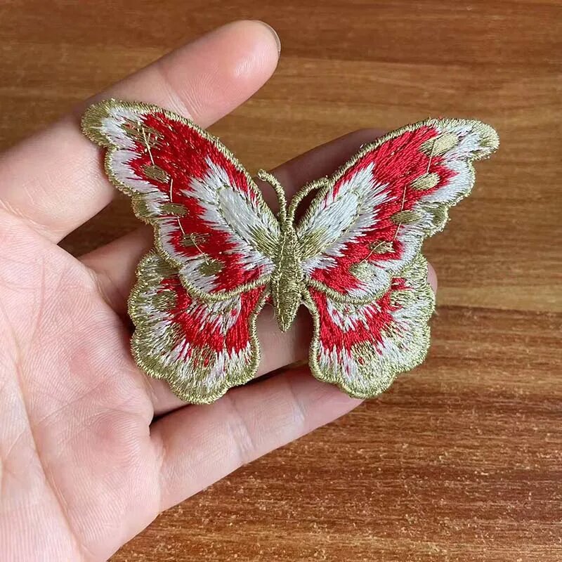 8*5,8 см, 2 шт, 10 шт. Разноцветные аппликации-бабочки из ткани, нашивки для пришивания, вышивка, наклейки для одежды, товары для рукоделия и шитья