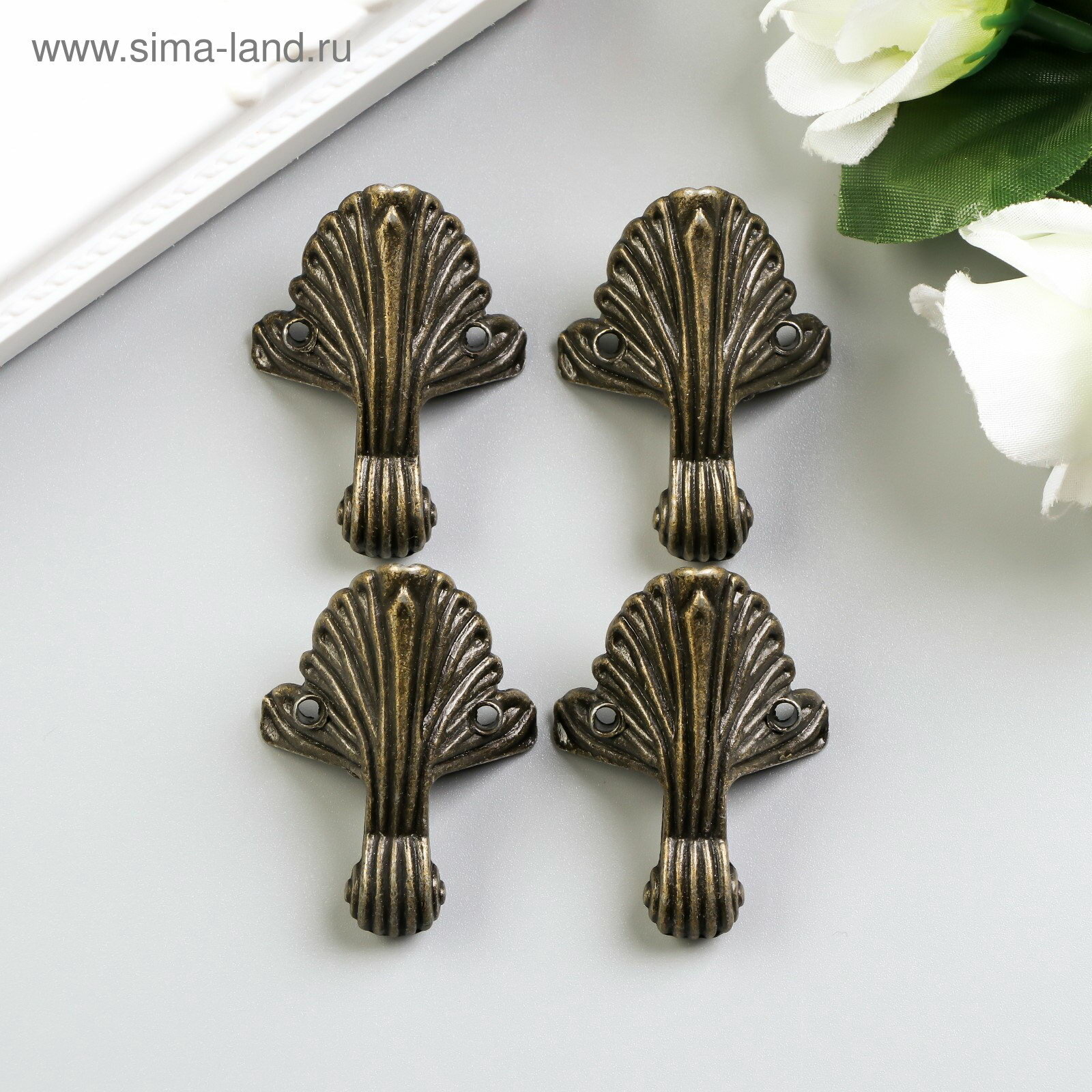 Уголок, вид: для шкатулок, тип: уголки, цвет: бронзовый, размер упаковки: 3 x 1 x 5 см, 4 шт.