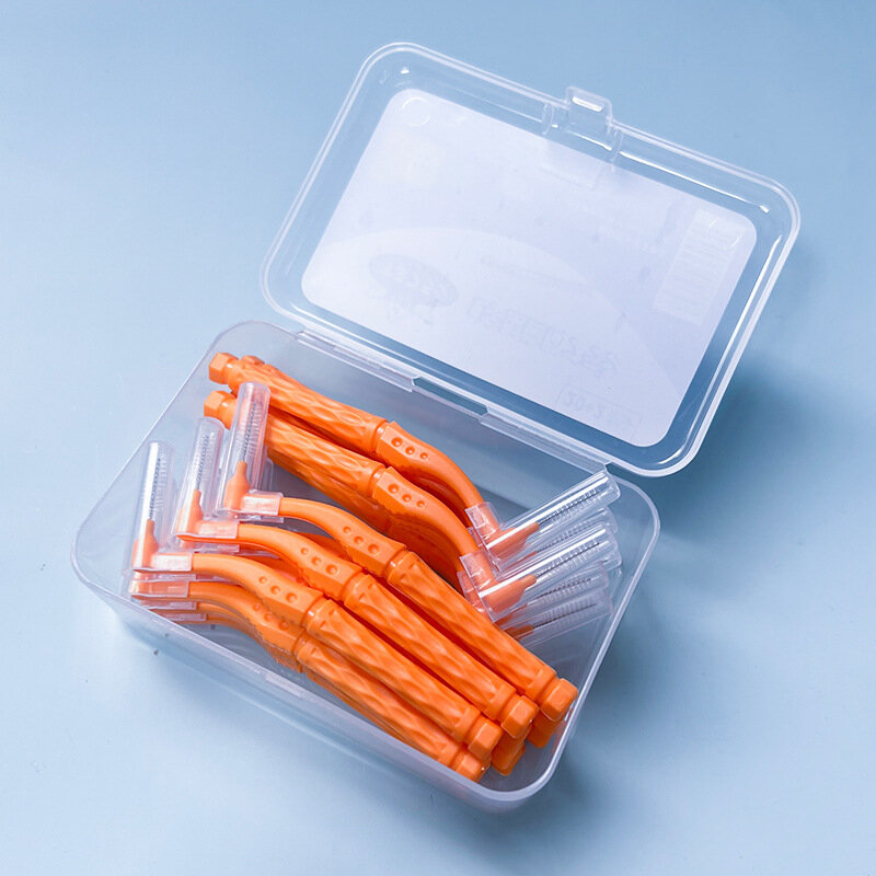 7-образная межзубная щетка в коробке, портативная L-образная межзубная щетка, щетка для зазоров между зубами, ортодонтическая зубная щетка, брекеты, межзубная щетка, 20 штук