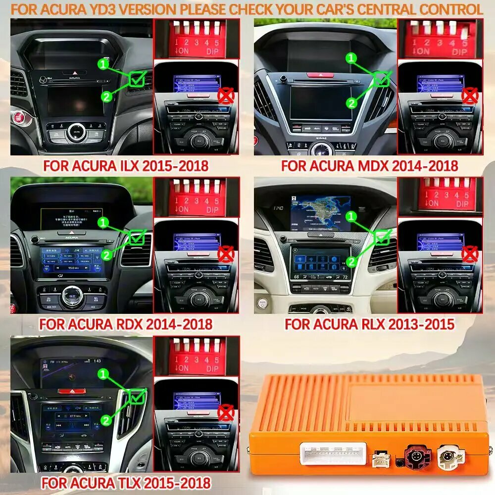 Автомобильный Ai Box Беспроводной Apple Carplay Android Auto для Acura YD3 MDX RDX TLX ILX RLX Honda Odyssey Оригинальный экран с поддержкой зеркала For Acura YD3