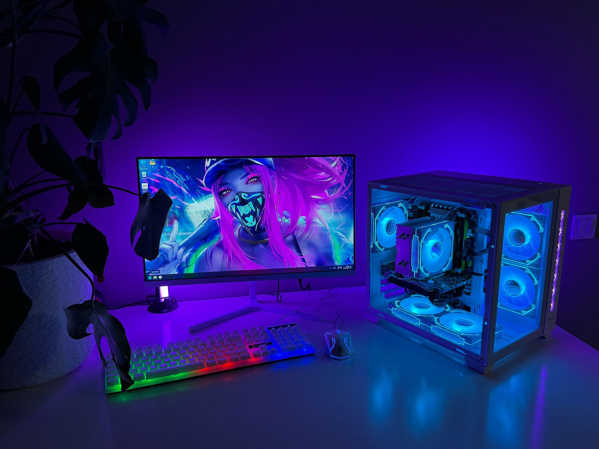 Игровой Компьютер White + Монитор 24 " 100Гц "Intel I7 + RTХ 5060 8g + 16 ГБ RAM + SSD 512 "