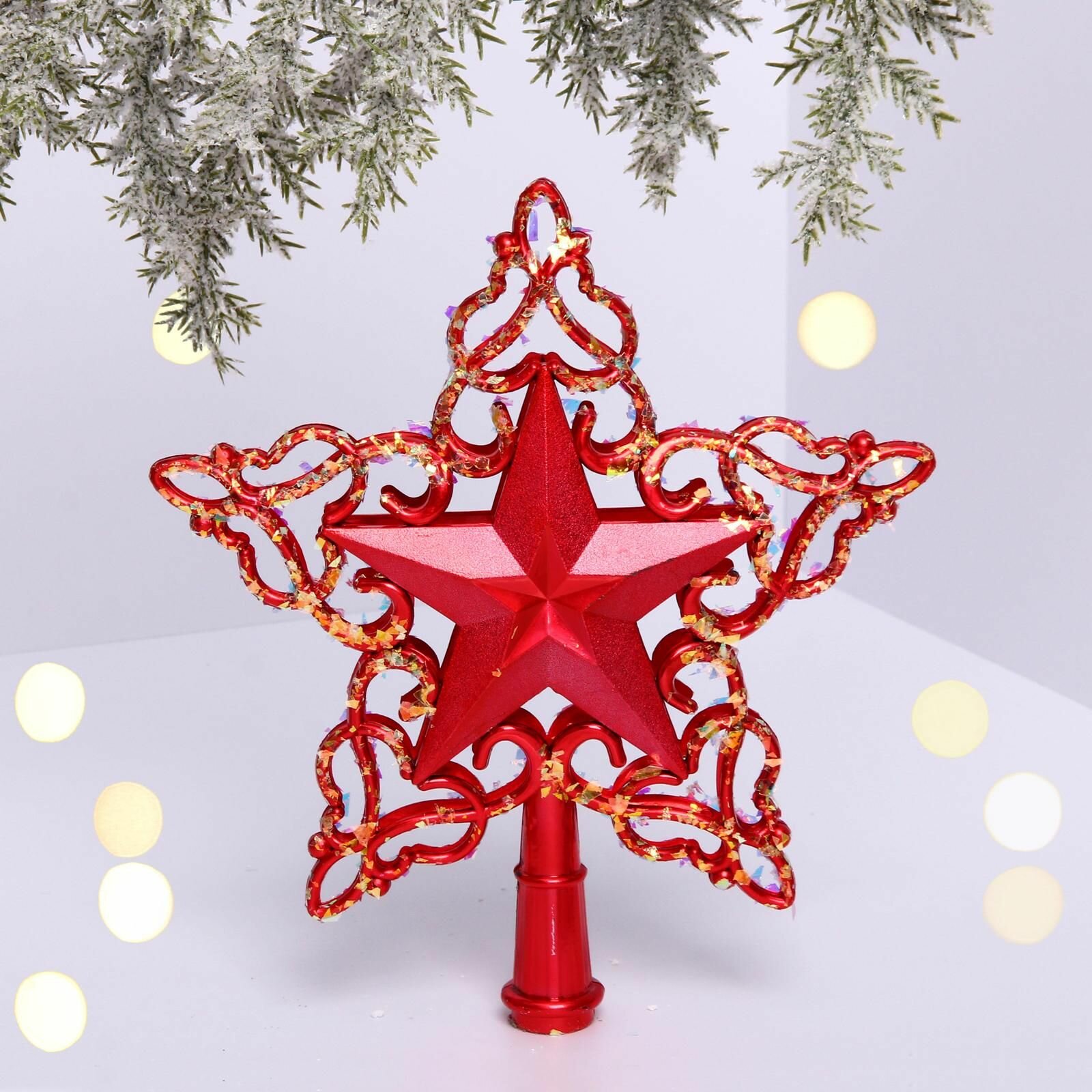 Звезда на ёлку Серпантин "Снежная звезда" 20 см, Красная