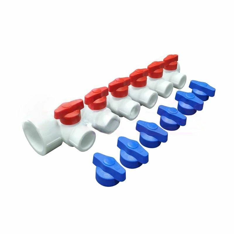 Коллектор сантехнический Valfex универсальный, с отсечными кранами, 40х20 мм, на 2 выхода, белый