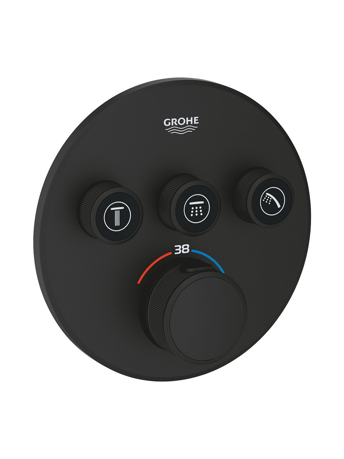 Внешняя часть термостата для душа GROHE Grohtherm SmartControl на 3 потребителя, фантомный черный (29508KF0)