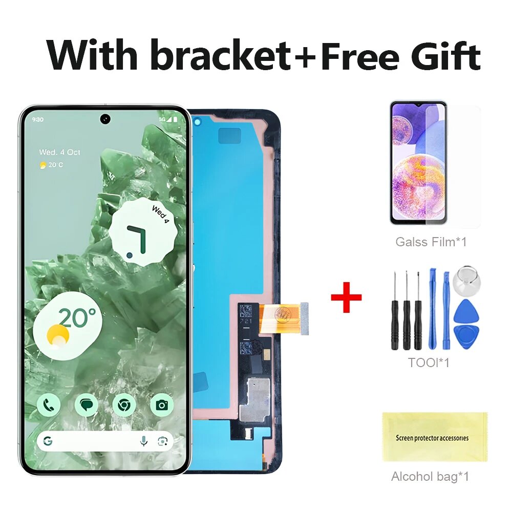 6,7-дюймовый AMOLED для Google Pixel 8 Pro, ЖК-дисплей, сканер сенсорного экрана в сборе для экрана Pixel 8 Pro с распознаванием отпечатков пальцев