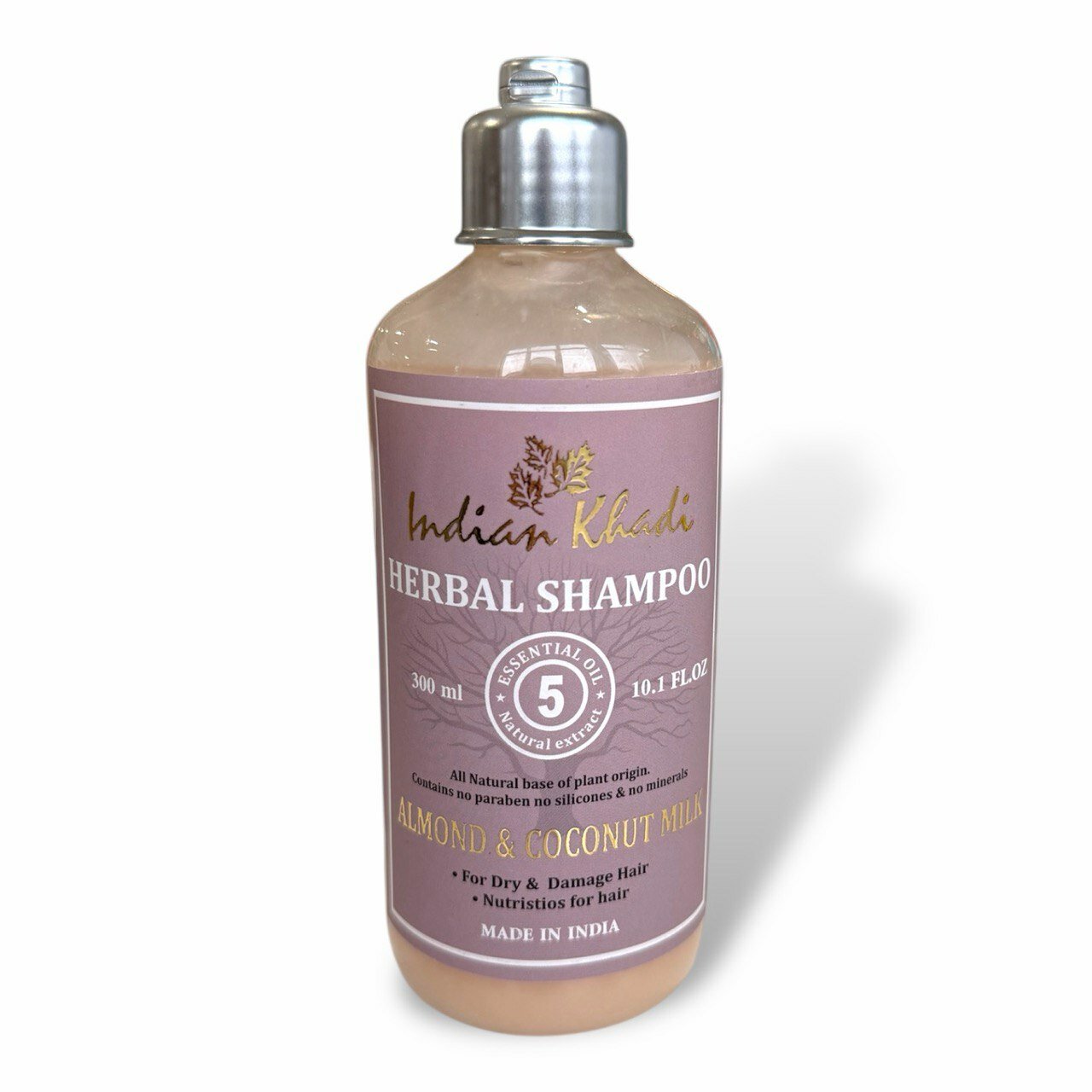 Herbal Shampoo ALMOND & COCONUT MILK, Indian Khadi (Травяной шампунь миндаль И кокосовое молоко, для питания волос, Индиан Кхади), 300 мл.