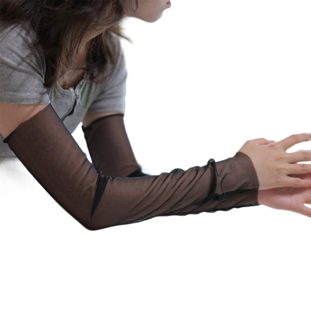 Сетчатые полупроницаемые рукава из ледяного шелка с солнцезащитным кремом-черный