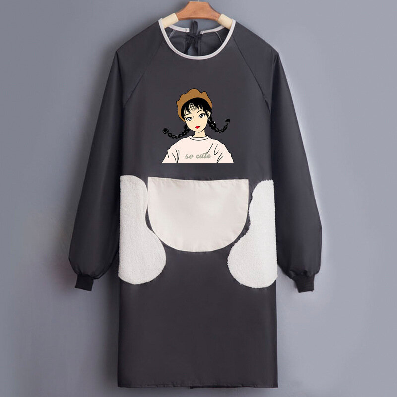 Модный длинный рукав фартук водонепроницаемый кухонный маслостойкий реверсивный унисекс милый комбинезон для взрослых с рекламным принтом