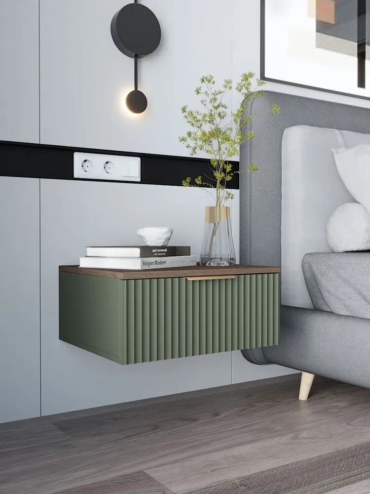 Тумба прикроватная Салерно 1 подвесная насыщенный зеленый 50 х 42 х 22 см