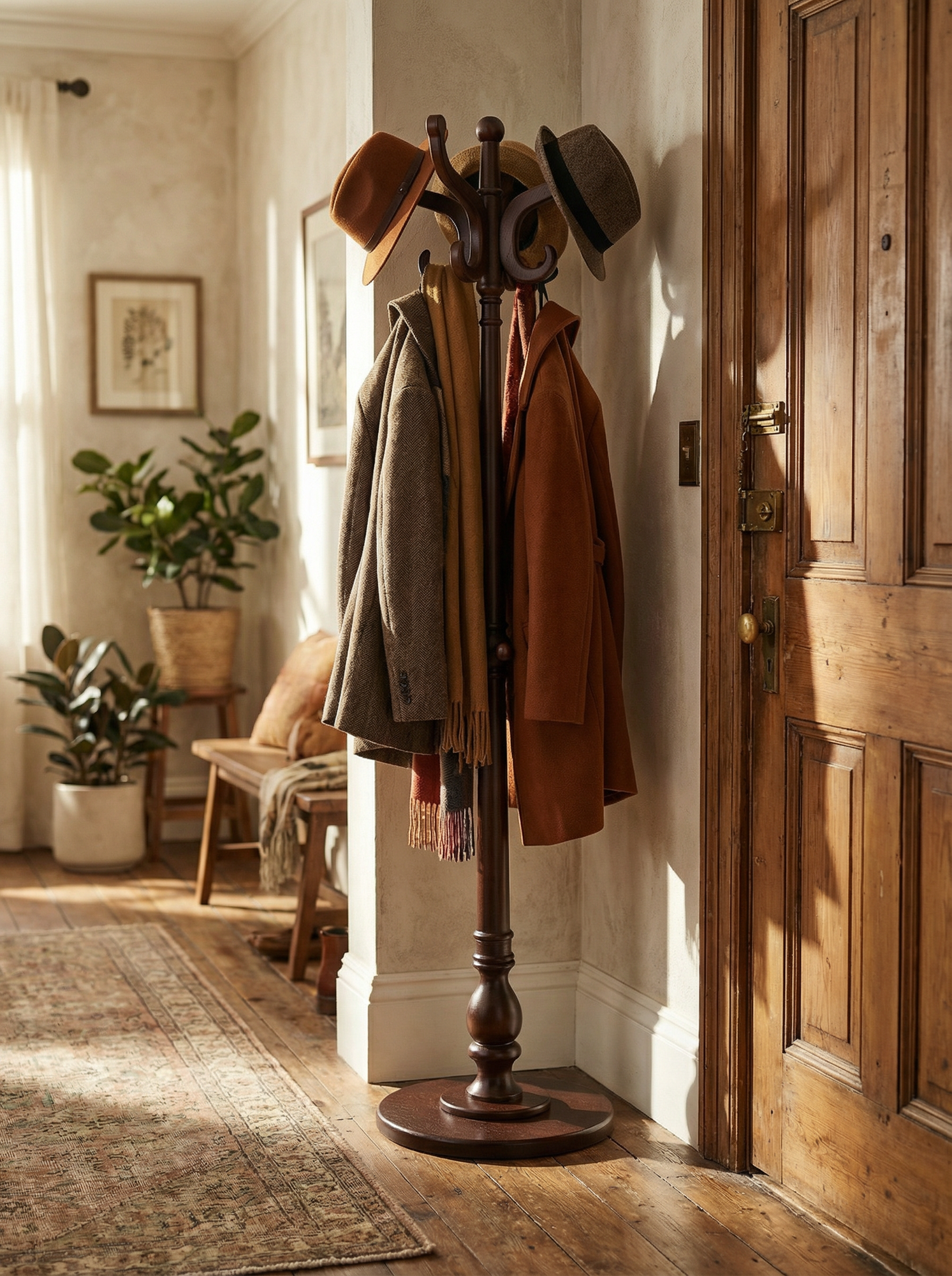 Вешалка напольная Мебелик для верхней одежды деревянная В 1Н цвет тёмно-коричневый