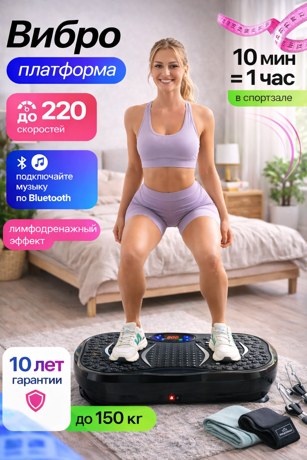 Виброплатформа тренажер для похудения, кардио, степпер для ног, антицеллюлитный, нагрузка 150 кг