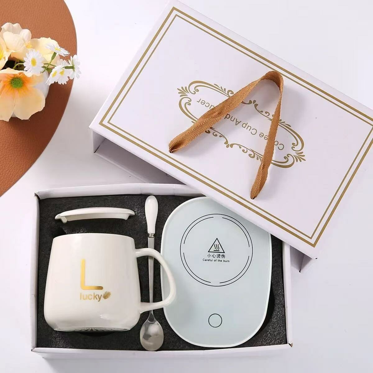 Умная кружка-подогреватель, керамика/стекло, автоподогрев до 55°C