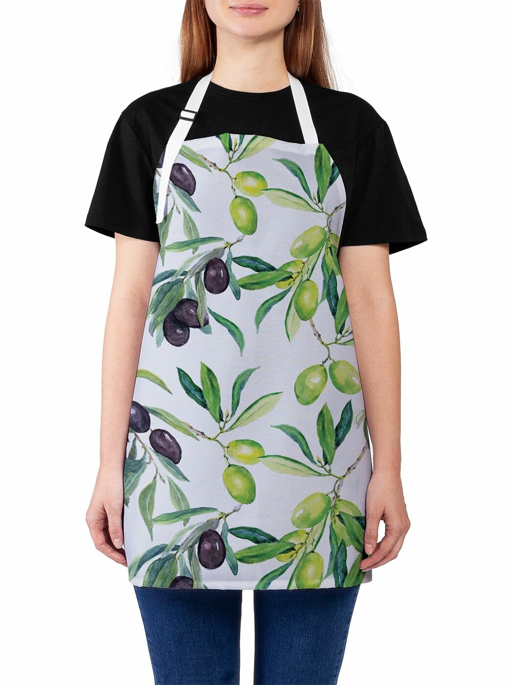 Фартук кухонный тканевый "Итальянские оливки" 65х65х28 см, JoyArty