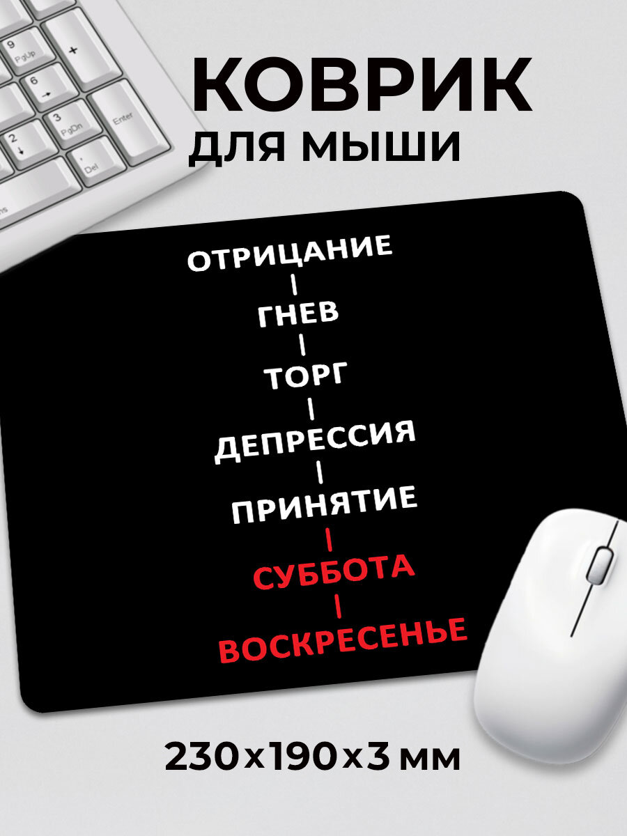 Коврик для мышки прикол мем Отрицание гнев торг депрессия