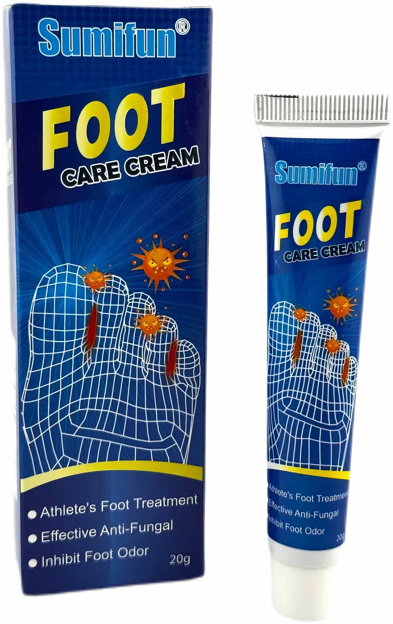 Крем для ног против грибка и запаха 20г уход за стопами Sumifun