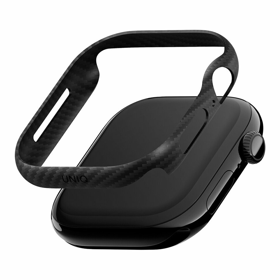 Uniq кевларовый чехол для Apple Watch 42 mm (Series 10/11), KEVA VERGE Kevlar, Carbon Black