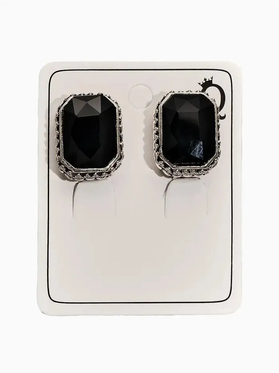 Стильные винтажные клипсы в чёрном покрытии