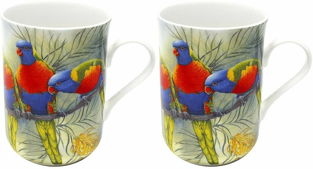 Набор из 2 кружек Maxwell & Williams Птицы Австралии 300 мл, костяной фарфор, чашки для чая и кофе 2 шт