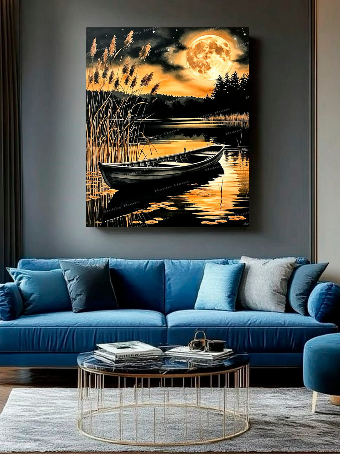 Картина по номерам Hobby Home Лодка в полнолуние