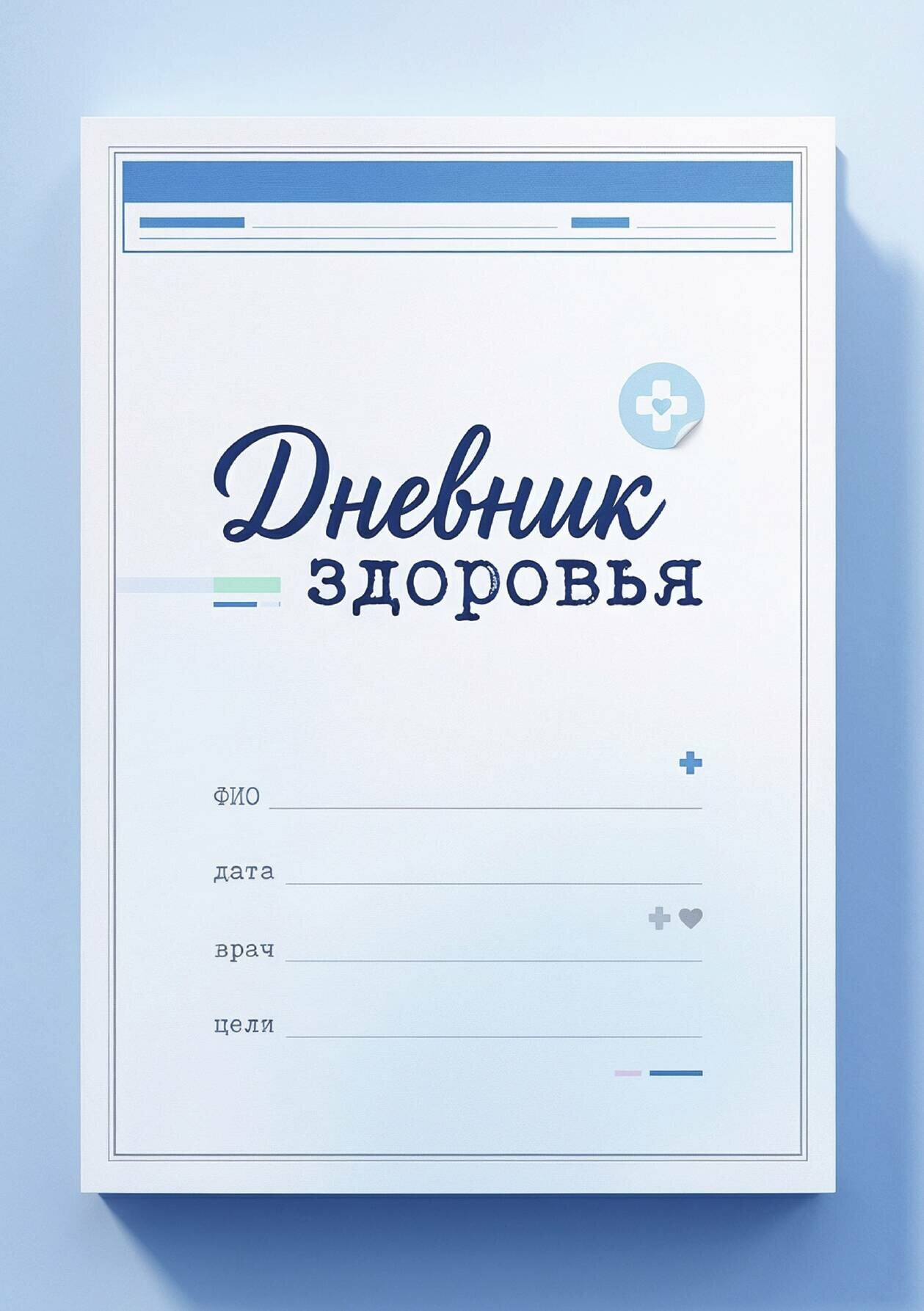Дневник здоровья, дизайн: "Метранпаж", 100 страниц, А5. Недатированный