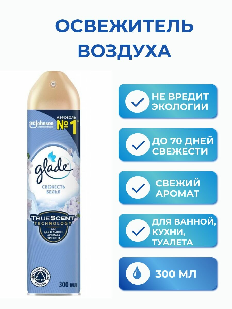 Освежитель-аэрозоль Glade Свежесть белья 300 мл