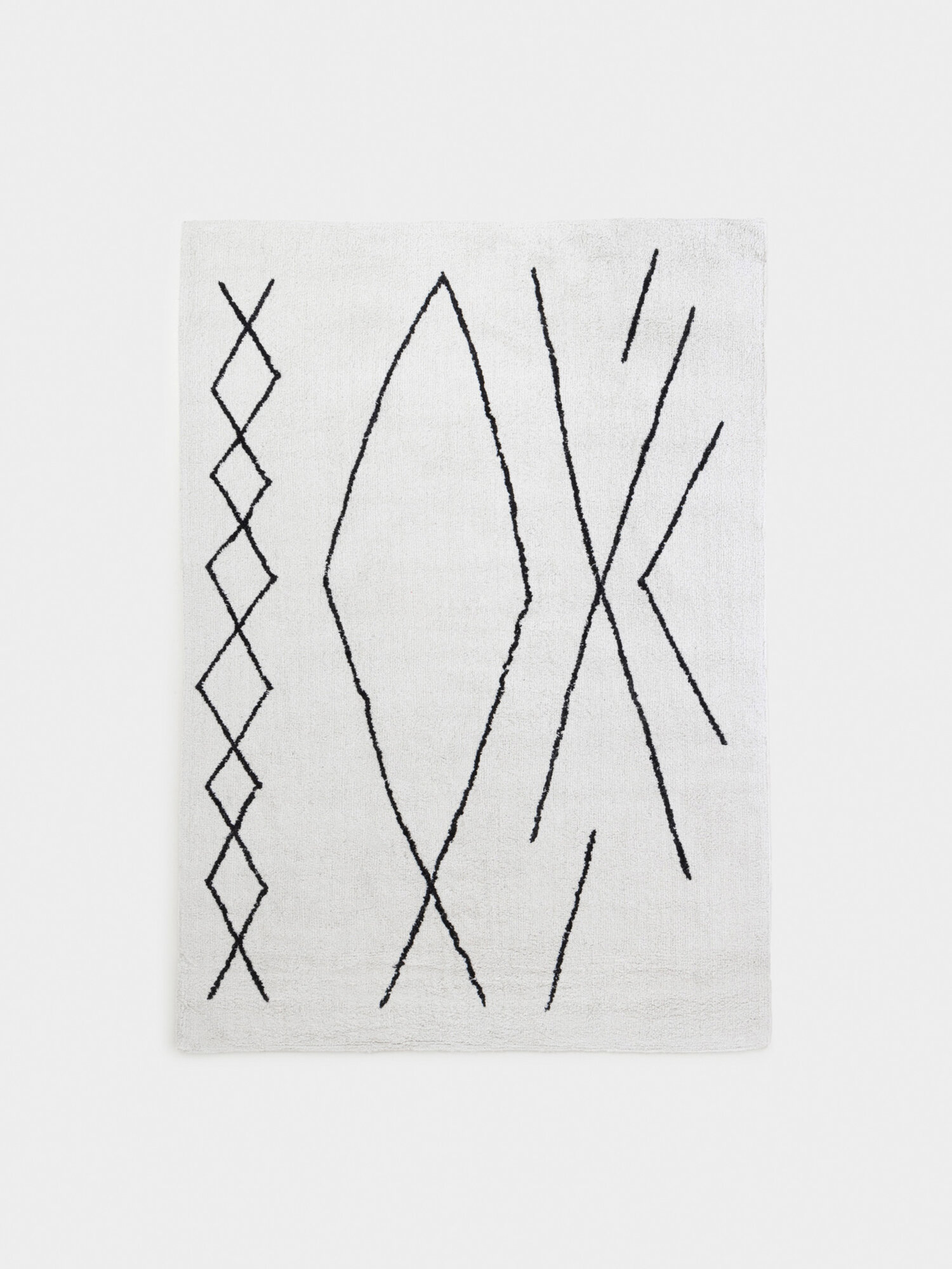 Ковер, 150х210 см, хлопок, молочный, Линии, Rhombic, Kuchenland