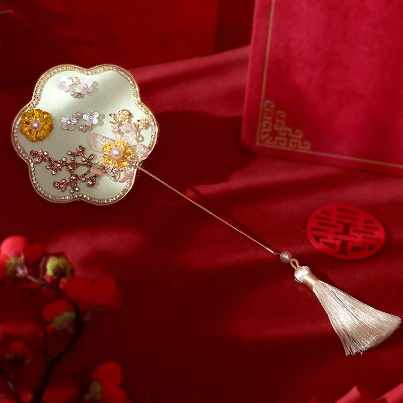 Ретро веер Велиши красный/золотой 05