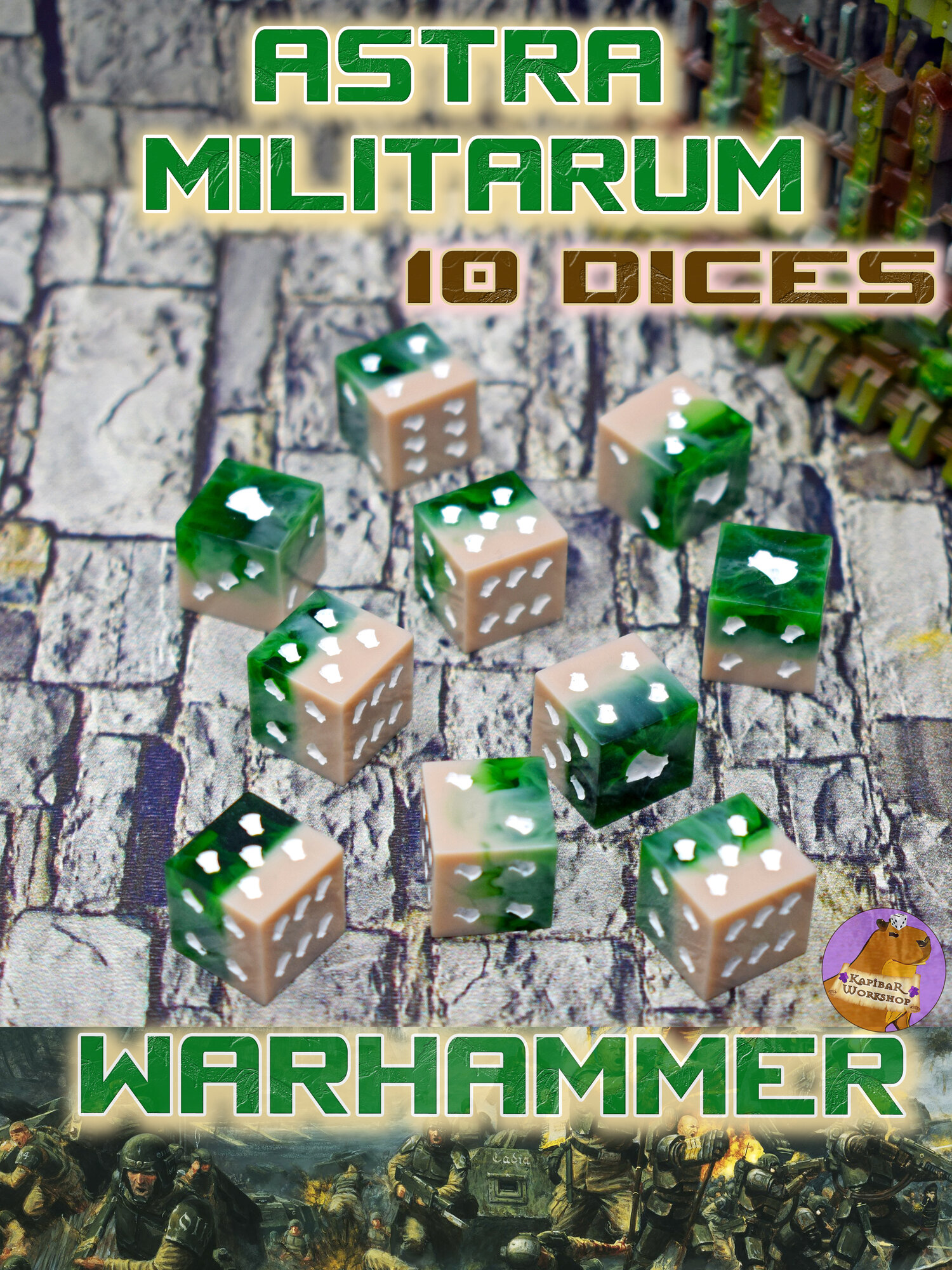 "Astra Militarum" Дайсы Игральные кубики для настольных игр и варгеймов (Warhammer) 10 D6 15мм.