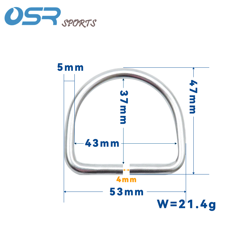 D-образное кольцо для дайвинга из нержавеющей стали OSR SPORTS SS316, без разборки, с зубчатой японской застежкой,
