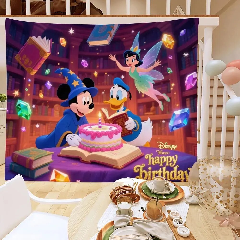 Гобелен "Фон для дня рождения в стиле аниме из мультфильма", 150х100 см, 11x11