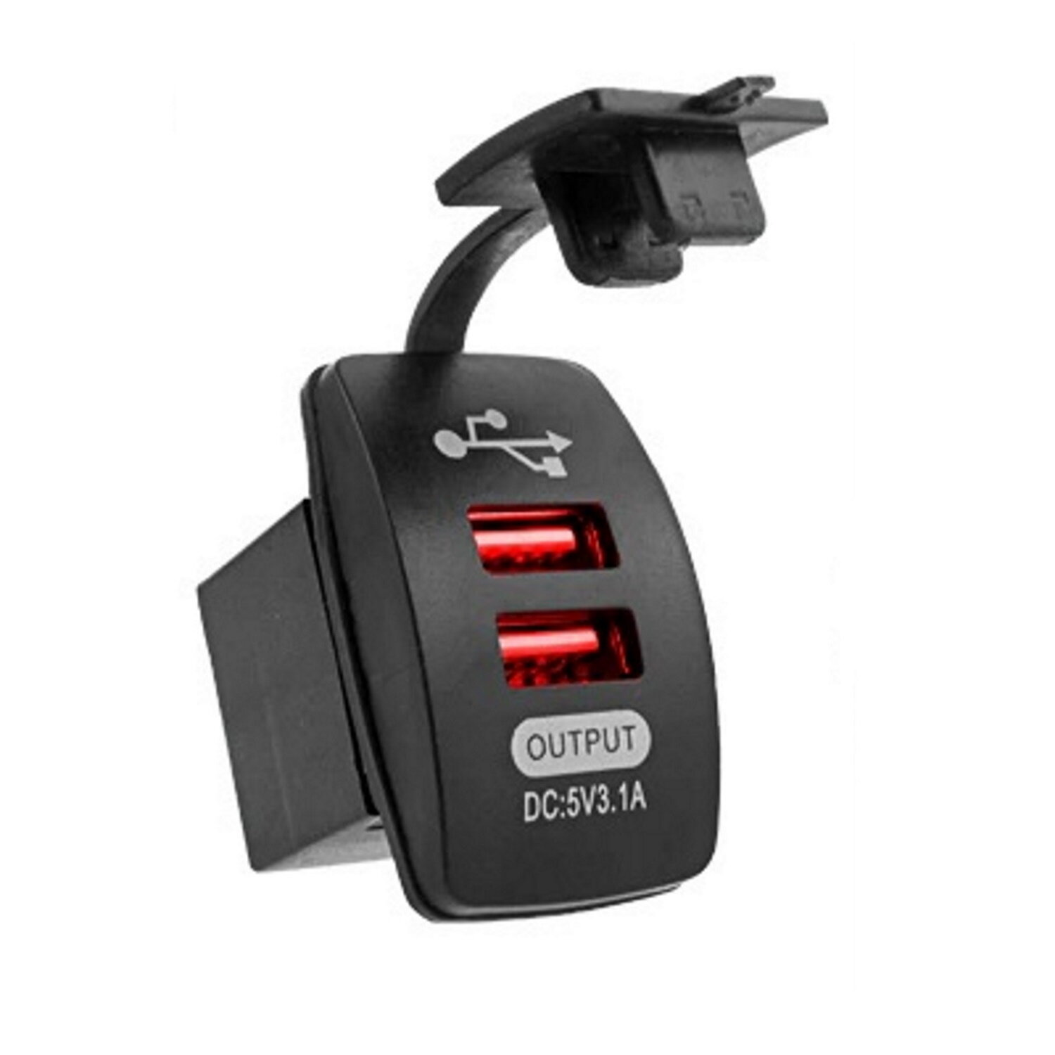 Врезная автомобильная USB розетка для авто в машину с подсветкой, 2 разъема юсб