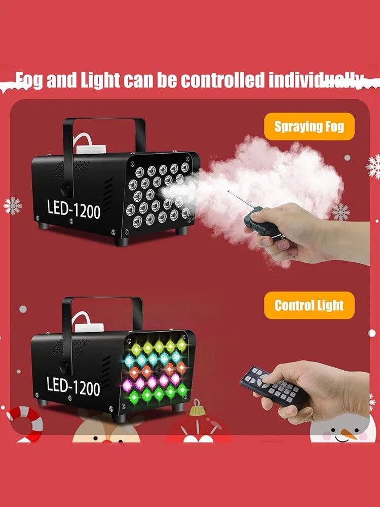Дым Машина LED-1200 500W Сценический дым-машина с дистанционным управлением для вечеринок, мероприятий, Хэллоуина и Рождества — фото 1