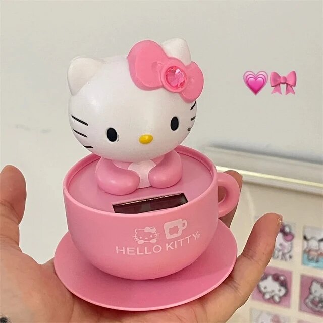 Sanrio Ретро Японское Милое Веселое Классическое Кимоно Кукла Hello Kitty на солнечных батареях с качающейся головой Подарок на день рождения девочки Настольное украшение для машины