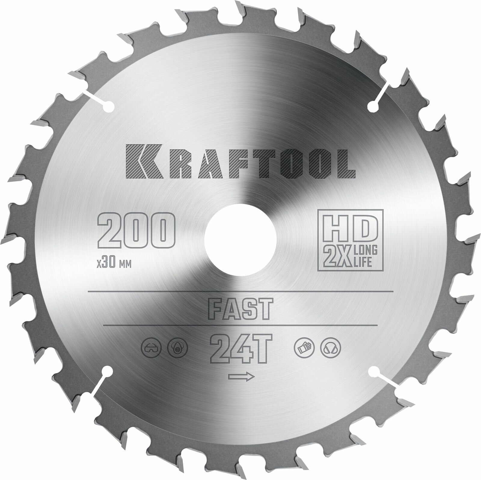 Диск пильный KRAFTOOL Fast, 200х30 мм, 24Т, по дереву
