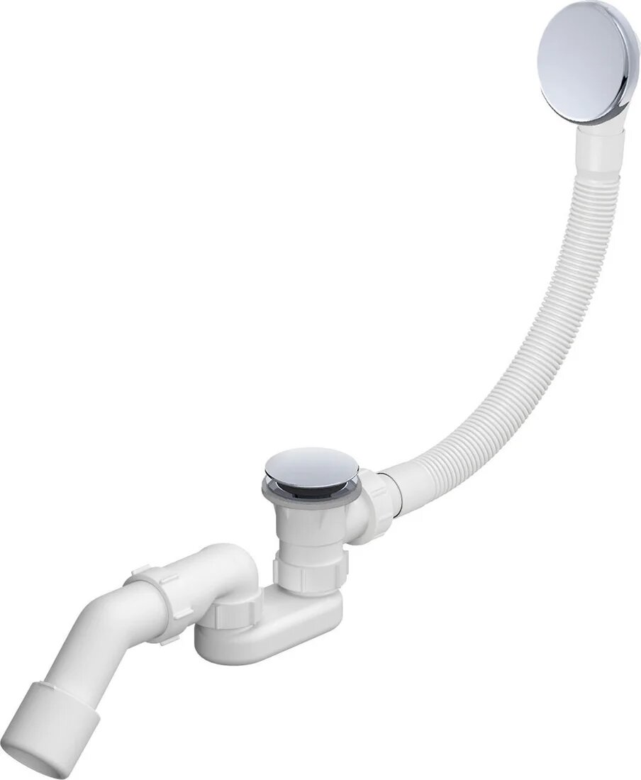 Сифон Wellsee "Useful Extras" 231911000, для ванны, трубная конструкция, хром/белый