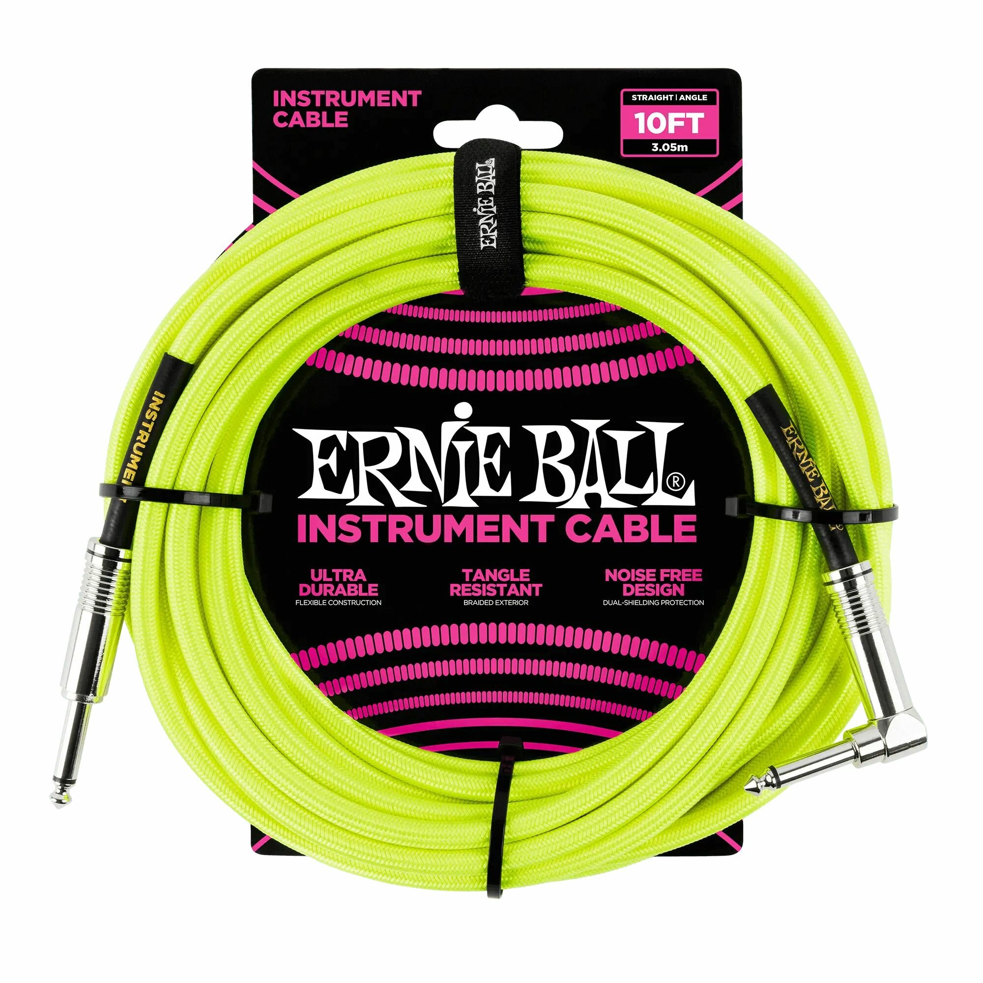 Инструментальный кабель Ernie Ball 6080 3м Braided Neon Yellow Jack 6.3 (M) Jack 6.3 (M), 3 м