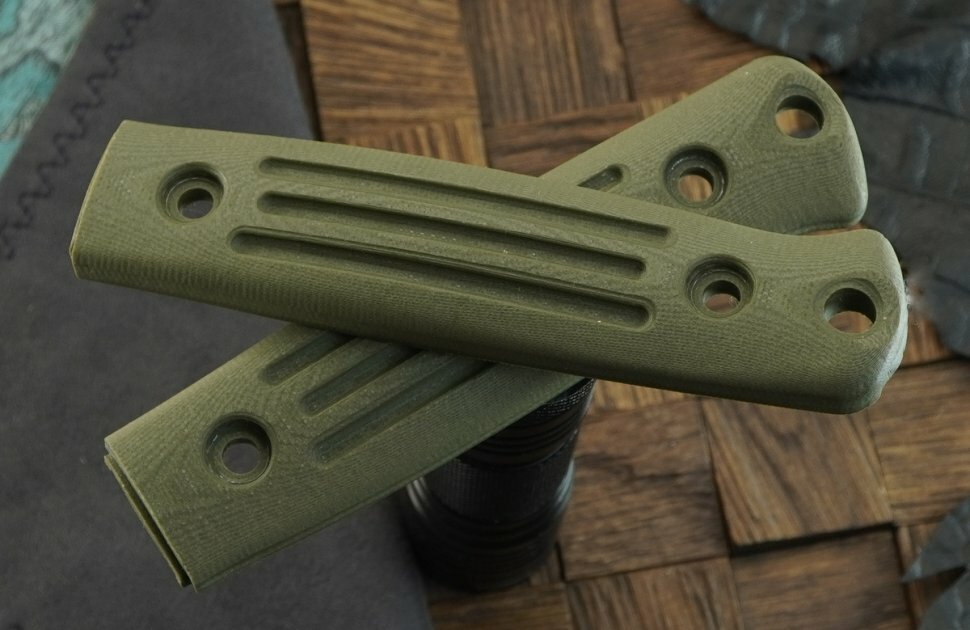 Накладки на рукоять туристические для ножей Тотем, G-10 олива