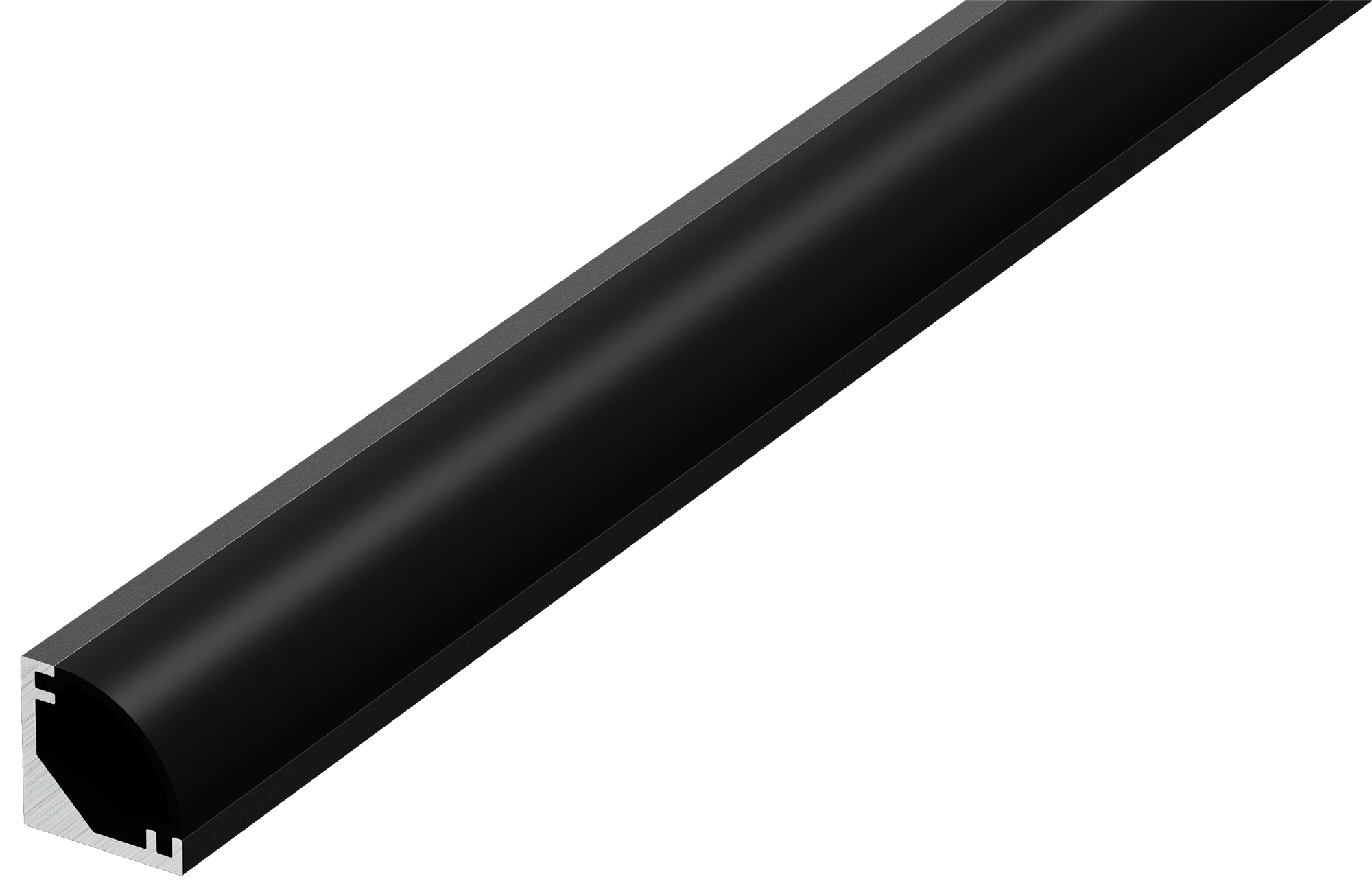 Угловой профиль 7,9х7,9мм, длина 2 метра, черный матовый экран, 4 заглушки, 4 крепежа, цвет черный, Donel
