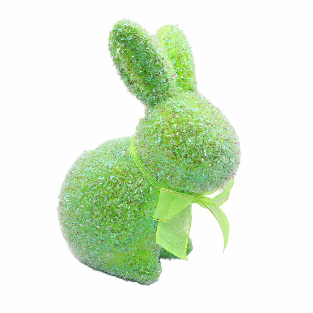 Рождественский бархатный кролик, 9,25-дюймовая блестящая фигурка кролика из бархатного пенопласта с бантиком для весенних центральных композиций, украшения стола в доме или офисе.