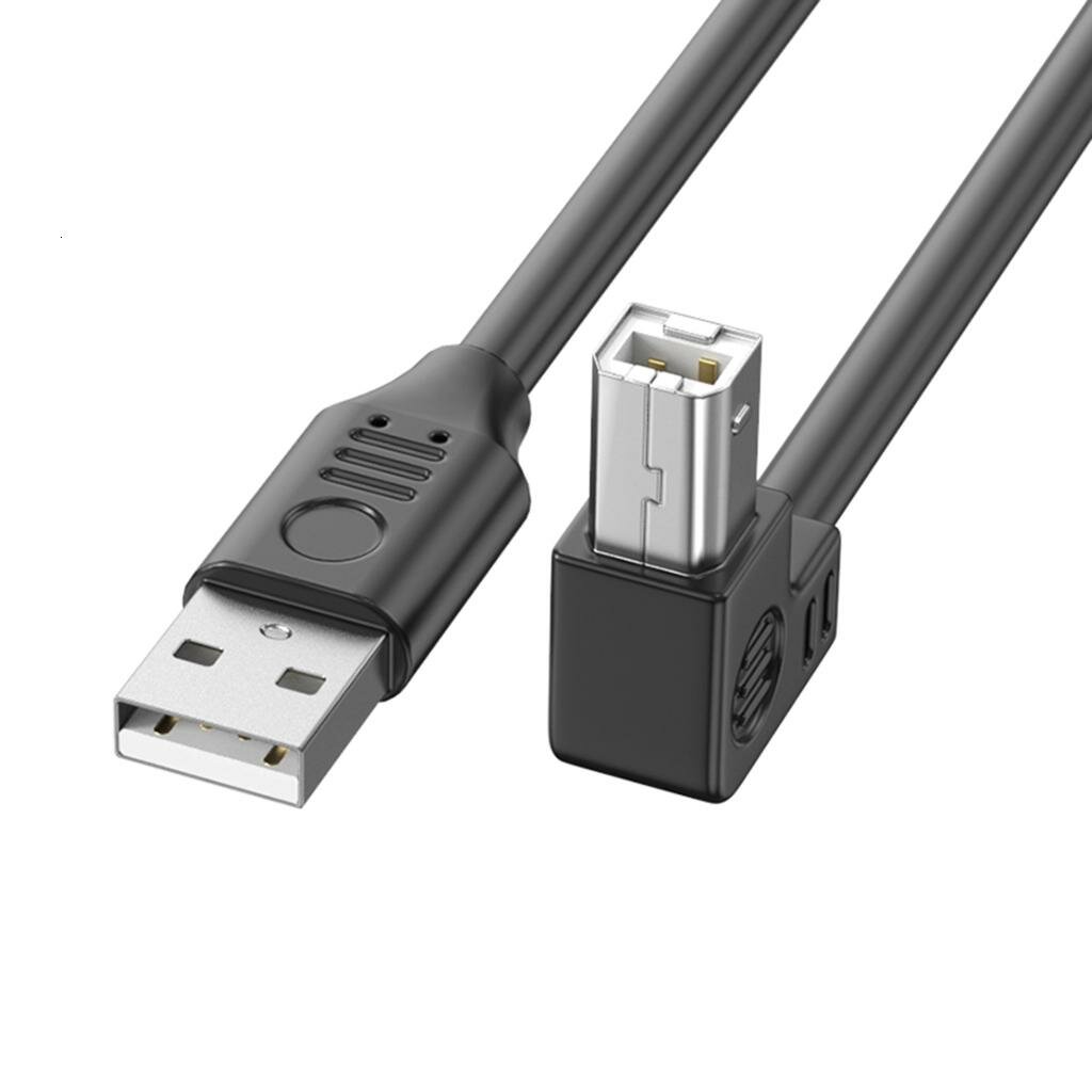Кабель USB 2.0 для подключения принтера с экранированием из фольги и оплетки, длинный, угол 90 для быстрой передачи данных, 2m - Наклонись