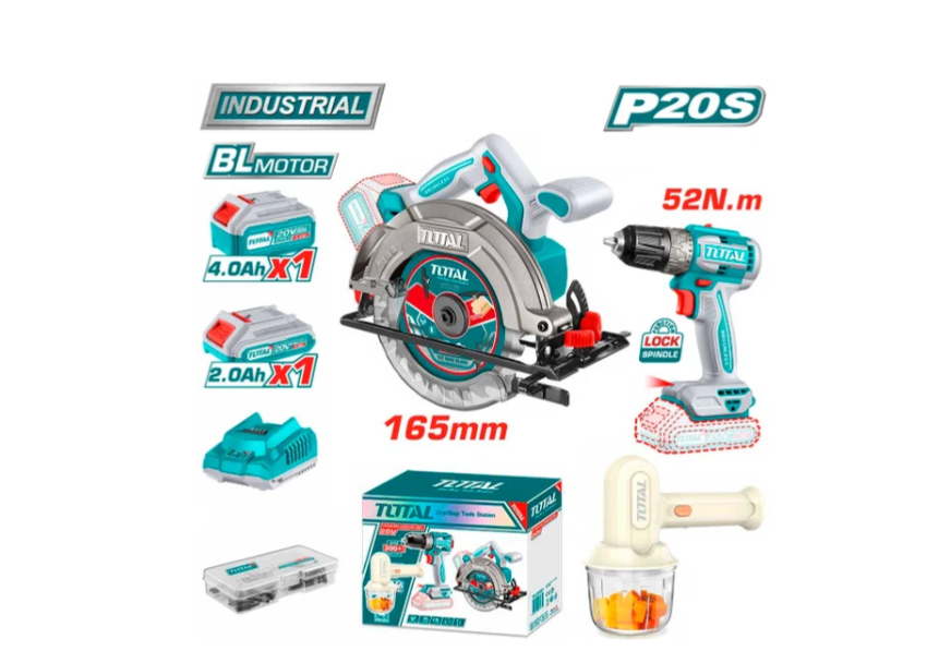 Набор электроинструментов Total TOSLI240583 (циркулярка, шуруповерт, миксер, 2 АКБ)