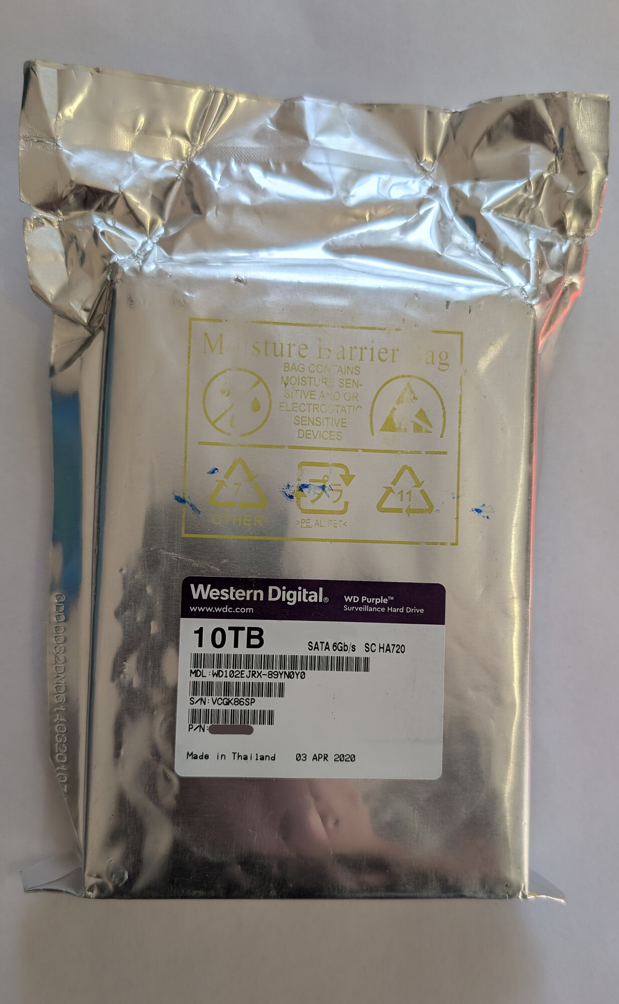 Жесткий диск Western Digital Purple WD102EJRX, 10TB, 3.5", SATA 6 Gb/s, для видеонаблюдения