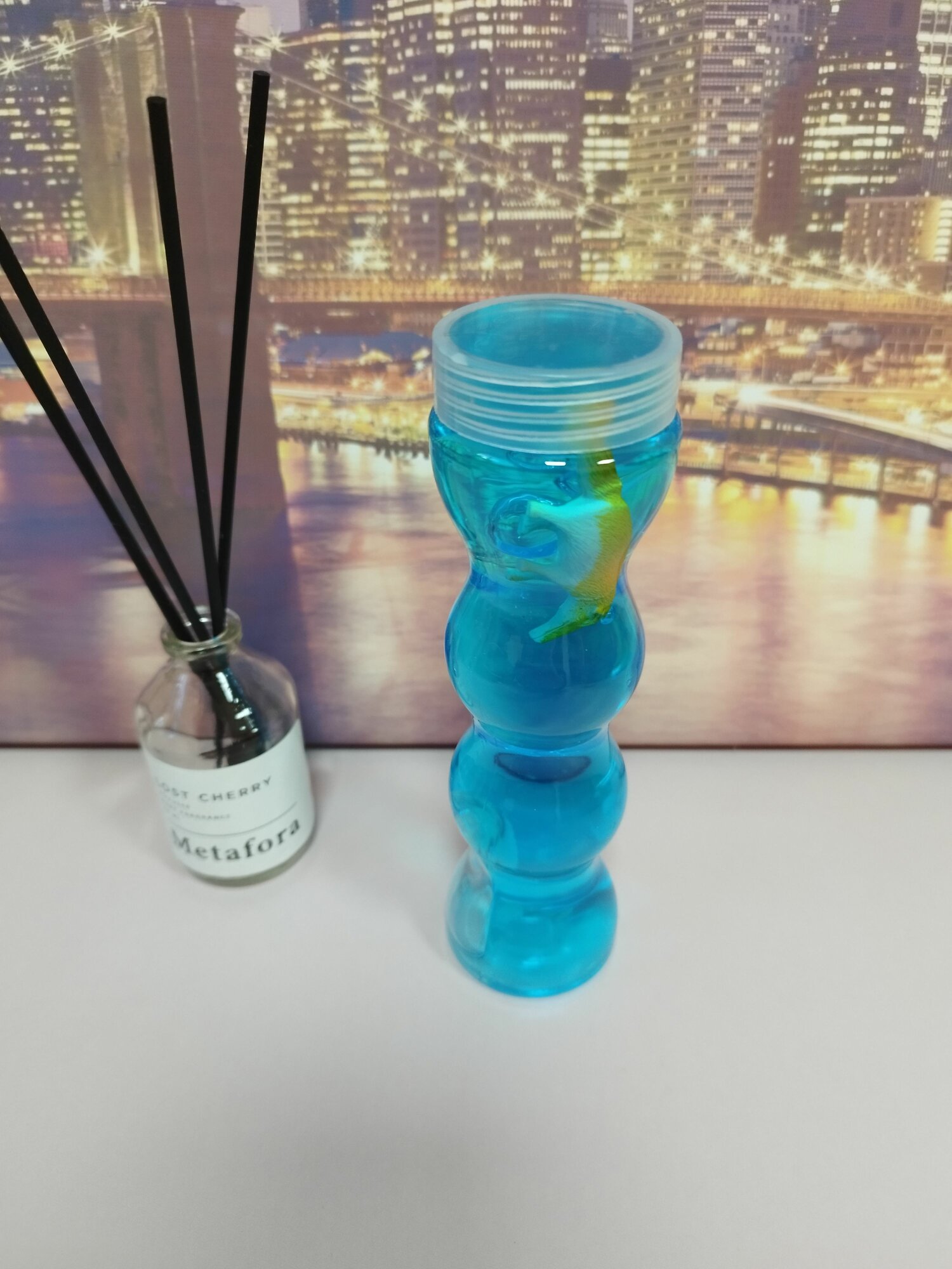 Слайм в фигурной бутылке , голубой