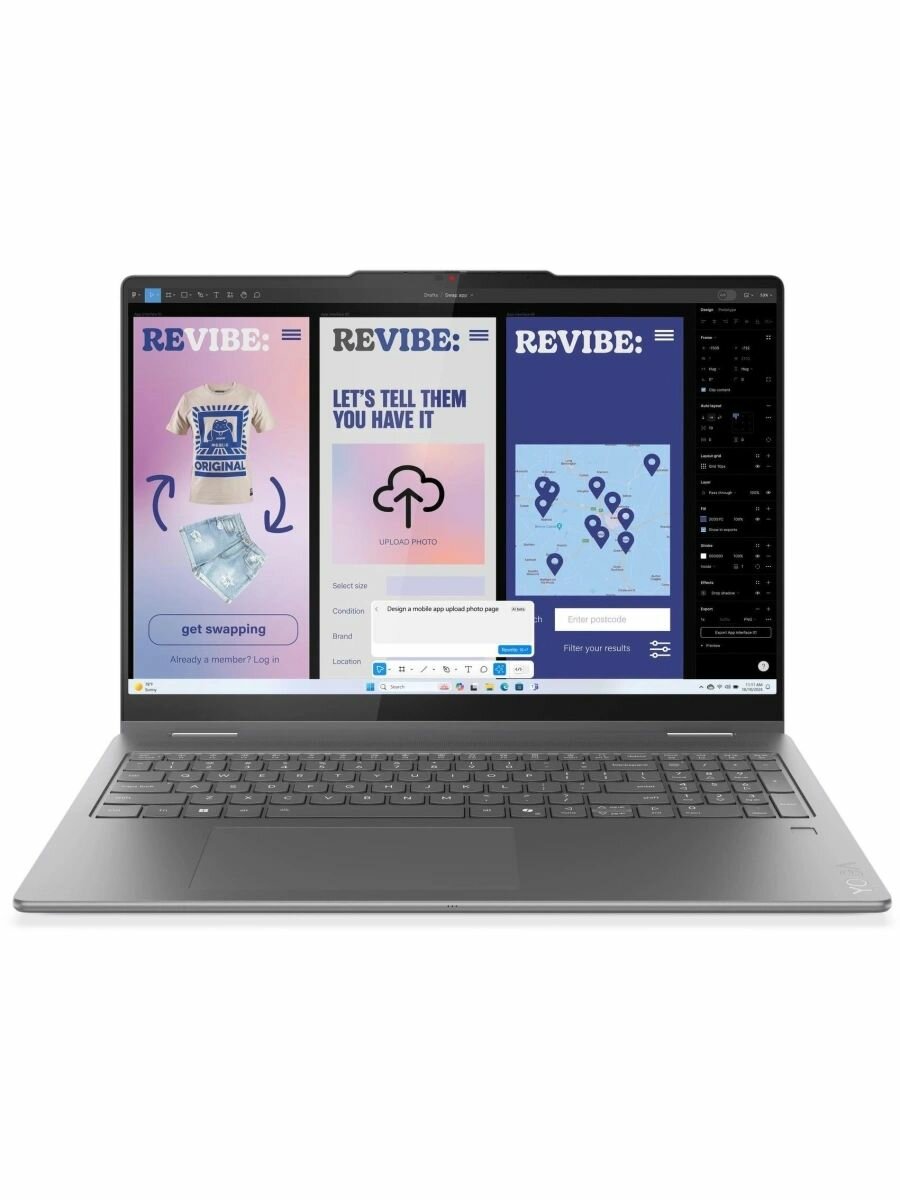 Ноутбук Lenovo Yoga 7 16ILL10 Ul7 256V/16Gb/SSD1Tb/140V/16"/OLED/Touch/2.8K/noOS/grey