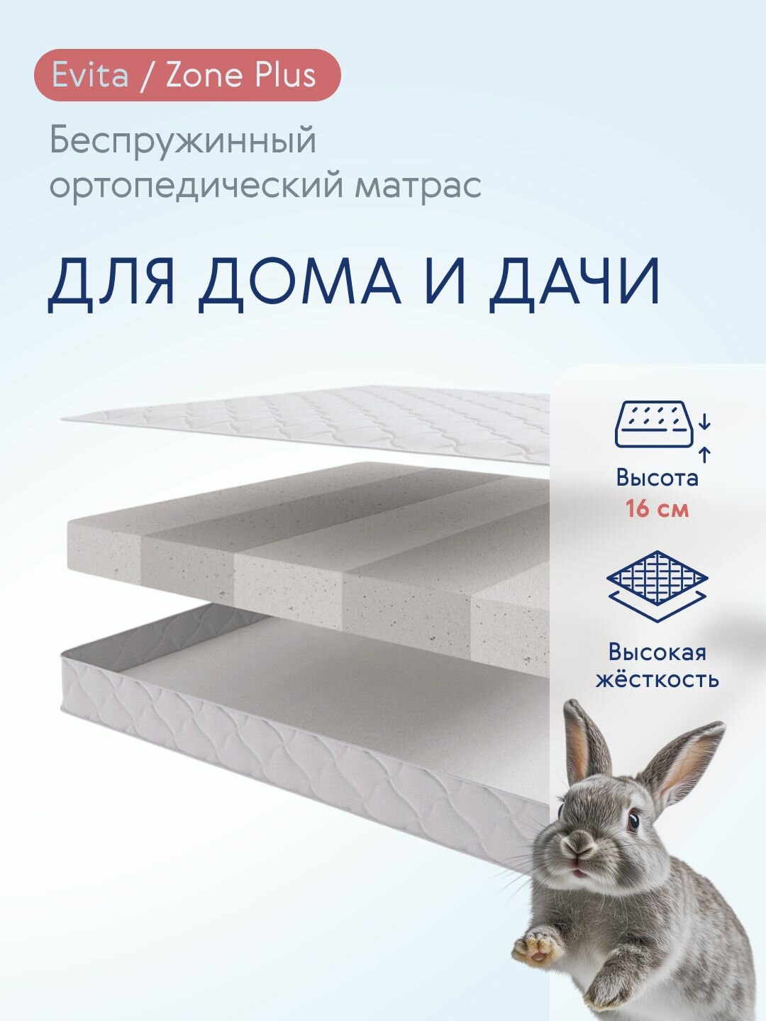 Ортопедический матрас Evita Zone Plus, 190х90 см, беспружинный