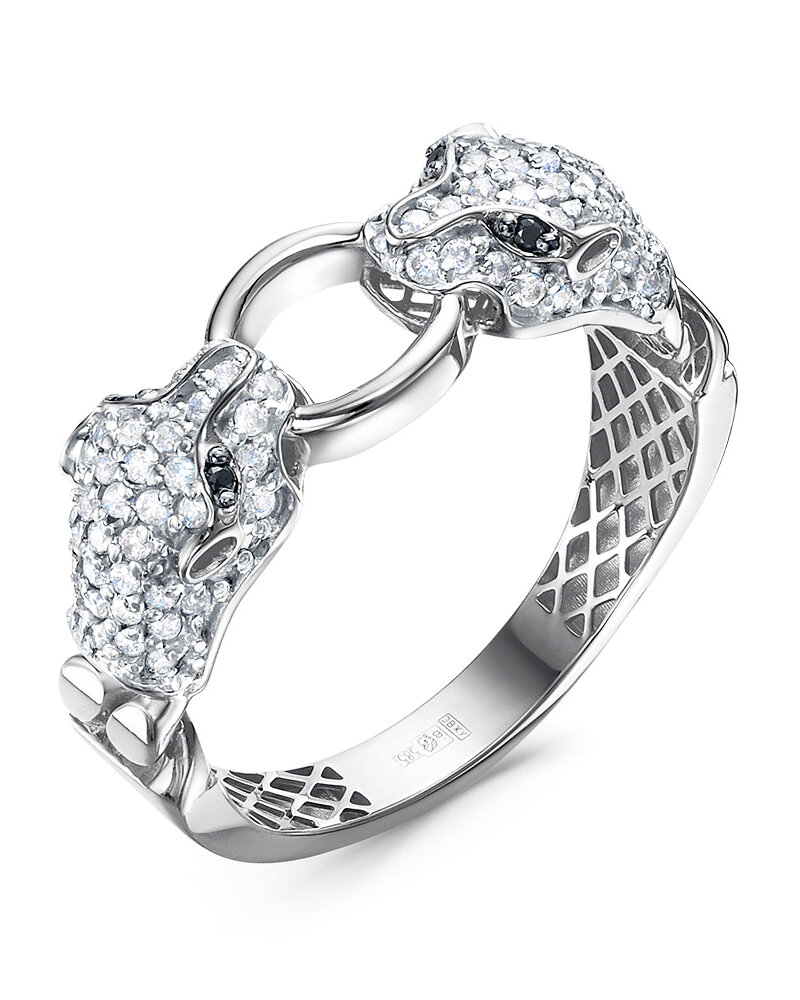 Кольцо на фалангу, серебро, 925 проба, родирование, фианит