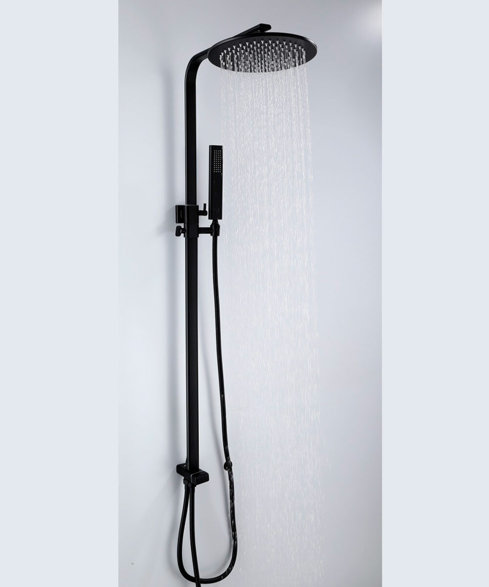 Душевая система с тропическим душем без излива из латуни Hansen HL34003-C черный